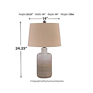 Signature Design by Ashley Marnina 25.5" Neutral Ceramic Table Lamp Set, 2 Count, Taupe