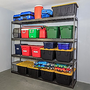 SafeRacks Garage Shelving Unit - Storage Shelf That Holds 500 Pounds Per Shelf Rack - All Steel Shelves for Storage - Easy to Assemble Shelving Storage, Garage Shelf, Hammertone (24" x 92" x 84")