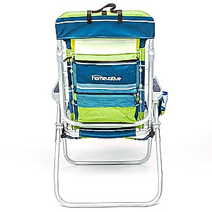 Homevative Folding Backpack Beach Chair with 5 Positions, Towel bar, Cooler Pouch, Storage Pouch, Cup Holder and Phone Holder (Key Lime, High)