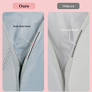 BYETIVE 2 PCS Mesh Laundry Hamper,Collapsible Laundry Baskets,75L Large Foldable Dirty Laundry Clothes Hamper Storage Basket Horizontal with Side Pocket&carry Handle for Home,Laundry,Travel grey