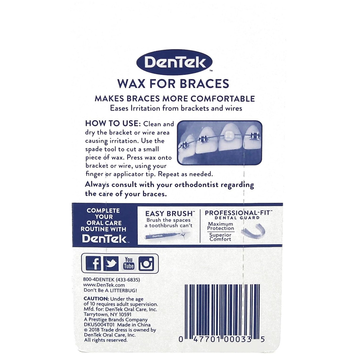DenTek Wax for Braces, 2 count