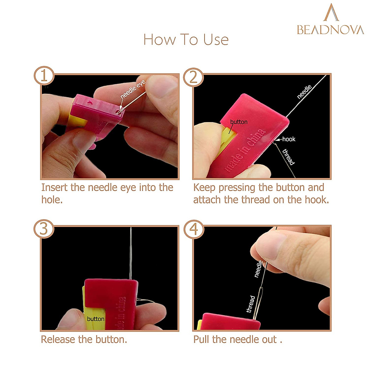 BEADNOVA Automatic Needle Threader 5 Pcs Sewing Needle Threaders Automatic Needle Threading Device for Sewing Embroidery Cross Stitch Craft Stitching Knitting Quilting