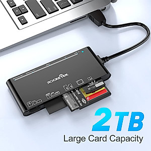 USB 3.0 SD Card Reader, 7-in-1 Multi Memory Card Reader for SD SDXC SDHC Micro SD CF MS MMC Camera Memory Card XD Card Reader, Plug and Play Simultaneously Read/Writer(5Gbps) for Mac OS, Windows
