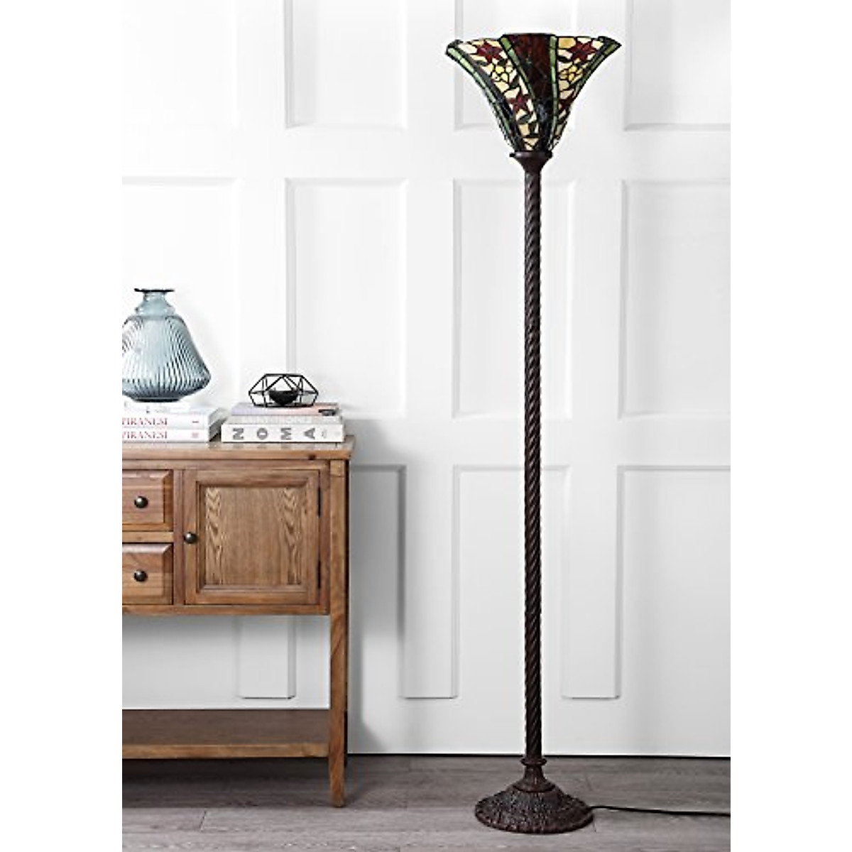 JONATHAN Y JYL8001A Williams Tiffany-Style 71" Torchiere LED Floor Lamp, Tiffany, Traditional, Art Nouveau Style, Office, Living Room, Family Room, Dining Room, Bedroom, Hallway, Foyer, Bronze