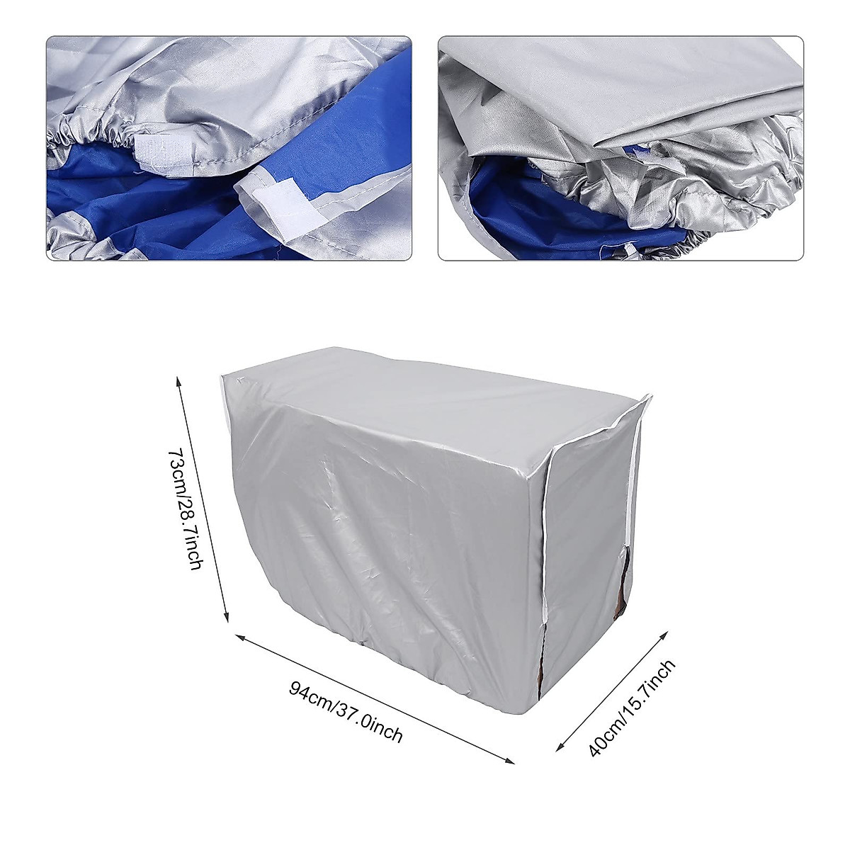 Air Conditioner Cover, Outdoor Rectangle Anti-Snow Waterproof Home Use - Silver (Size: 37x15.7x28.7inch)