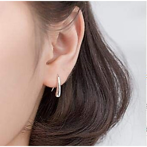 Women Fashion Teardrop Back Earrings,Small Sterling Sliver Plated Classic Dangle Hoop Earring Thread Drop Earrings