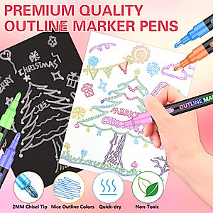 Gunsamg 48 Outline Markers for Teen Girl Gifts Trendy Stuff, Glitter Markers Metallic Markers for Doodle Writing,Art Supplies Crafts for girls 8-12