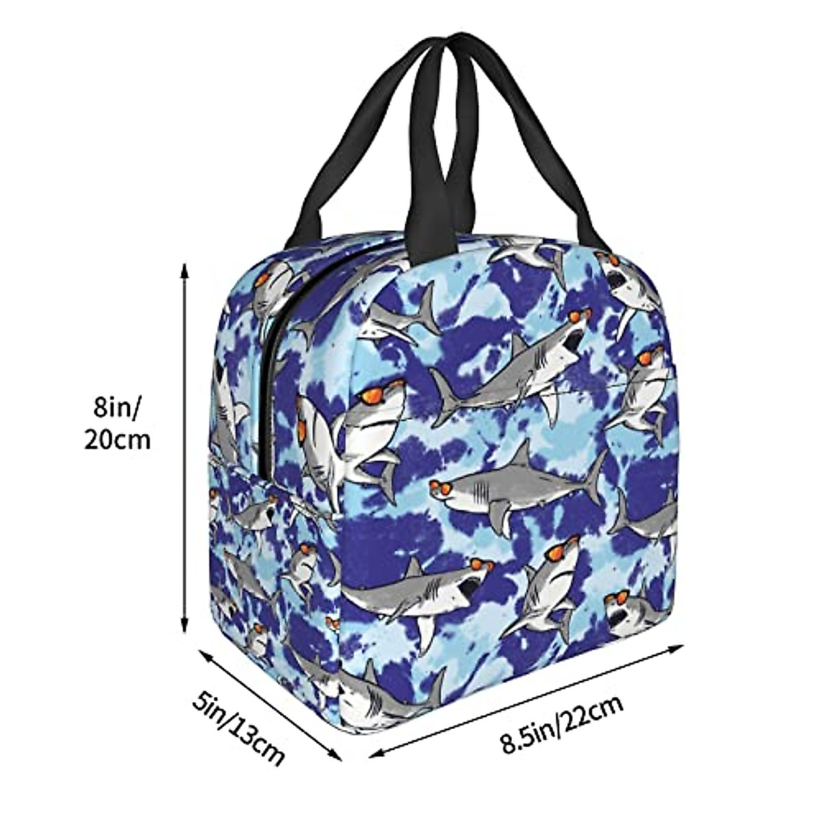 Majoug Funny Shark Lunch Bags Cooler Tote Organizer Bags Reusable Lunch Box