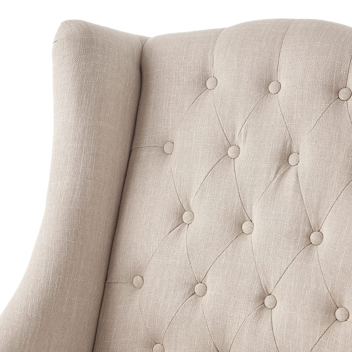 GDFStudio Tall Tufted Fabric Accent Chair, Vintage Club Seat for Living Room (Light Beige)