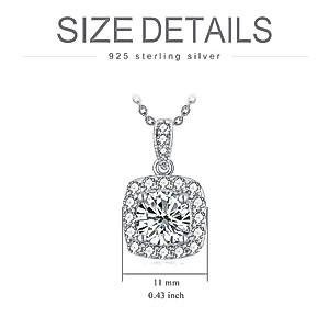 AHTAMOS Moissanite Necklace 1ct 6.5mm 18k White Gold Plated Silver D Color Round Brilliant Cut Halo Pendant Necklace for Women 18+2 Inches Style 1