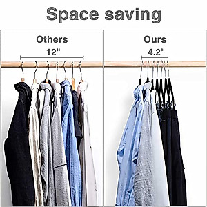 10 Pack Velvet Skirt Hangers with Clips, Velvet Pants Hangers for Suits, Trouser , Skirts, Coat, Dresses, 360 Degree Swivel Hook (Black)