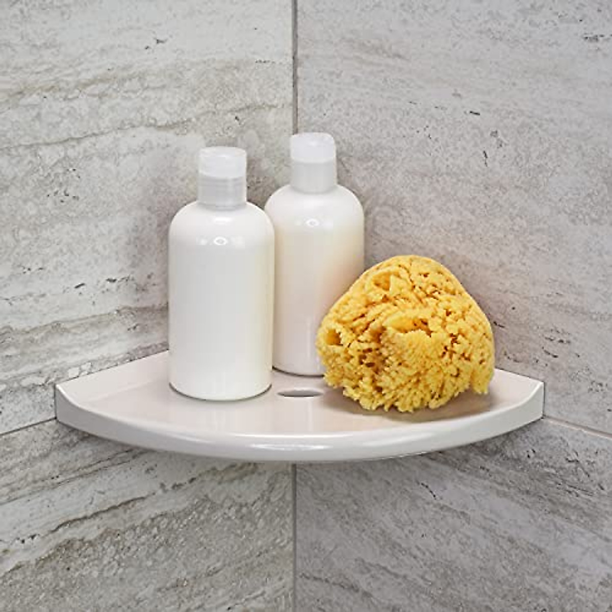 Questech Décor 8 Inch Corner Shower Shelf and 5 Inch Shower Caddy Soap Dish, Metro Lugged Back for New Construction, Mounted Bathroom Shower Organizer, Gray Polished