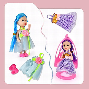 JING SHOW BUSSINESS 10 Sets Doll Clothes for 3 inch Mini Doll ，Include 10 Pieces Girl Mini Dolls, 10 Sets Handmade Doll Clothes and 10 Pairs of Doll Shoes