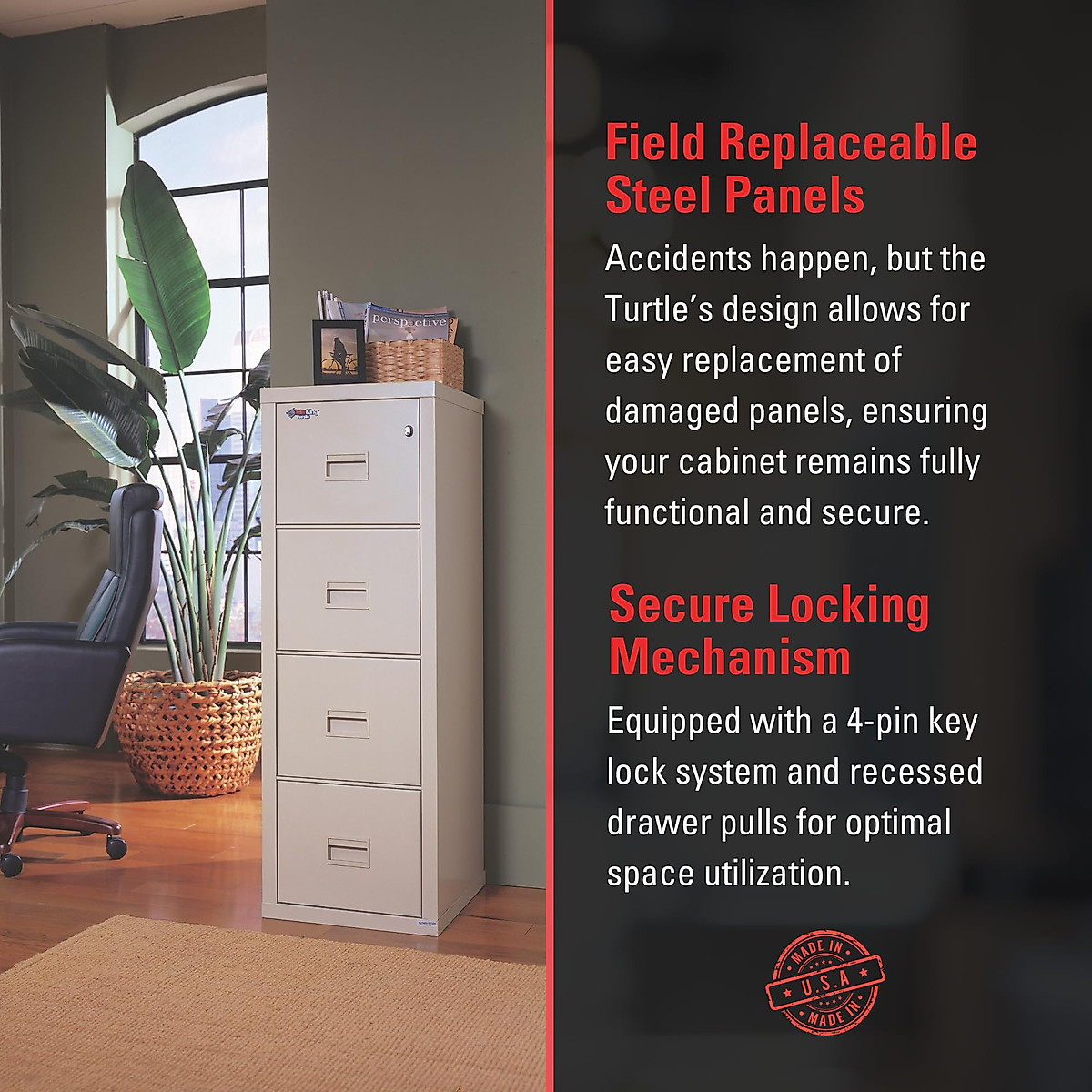 Fire Resistant File Cabinet - 2 Drawer Let/Leg. 22" Depth Black