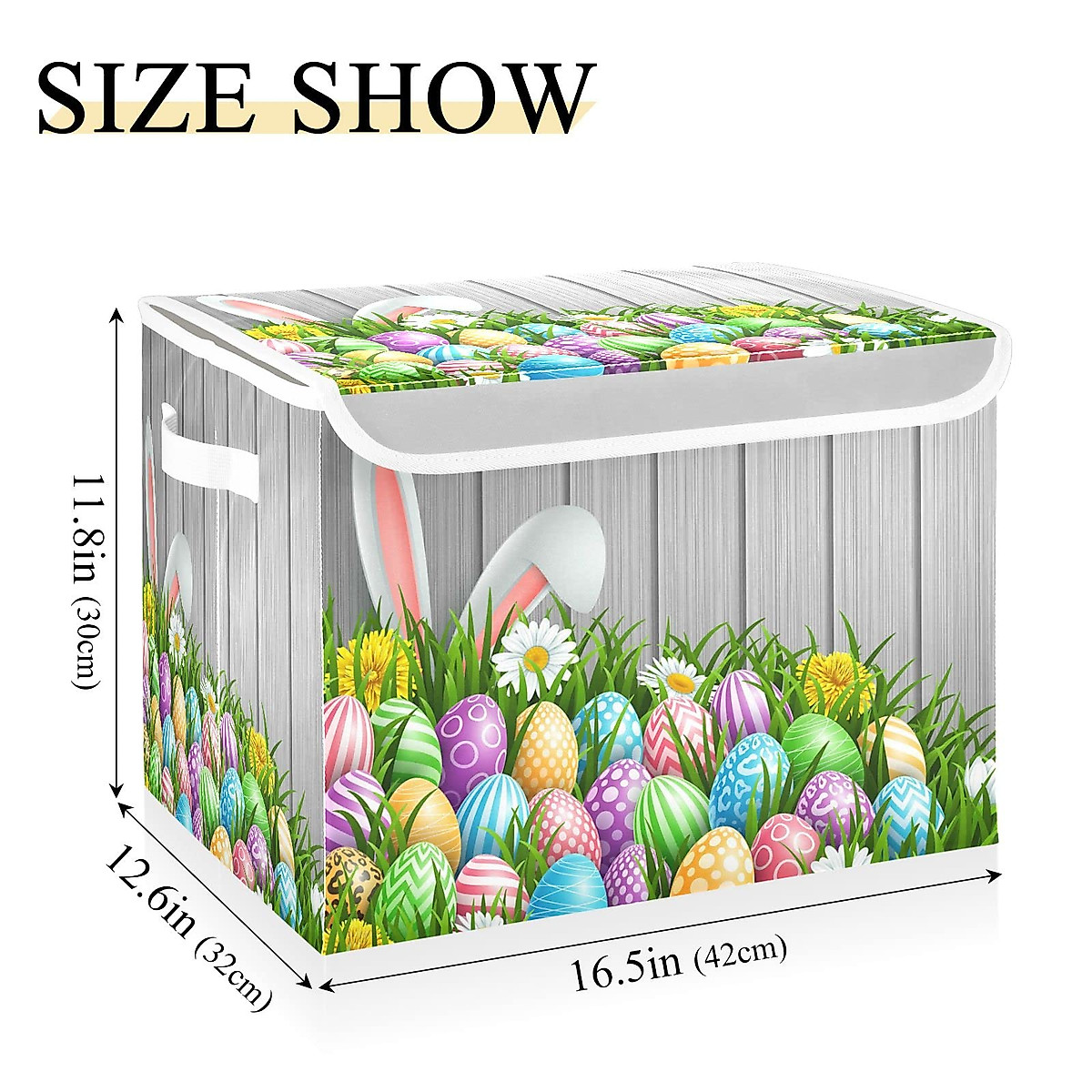 senya Easter Storage Baskets Collapsible Bins with Lids, Flowers Wood Boxes Clothes for Organizing (B06D22020)