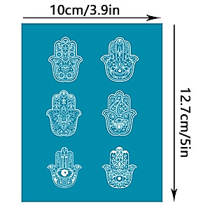 OLYCRAFT 4x5 Inch Hamsa Hand Clay Stencils Hand Silk Stencil Non-Adhesive Silk Screen Stencil Eye Clay Silk Screen Reusable Mesh Transfer for Polymer Clay Jewelry Earring Making