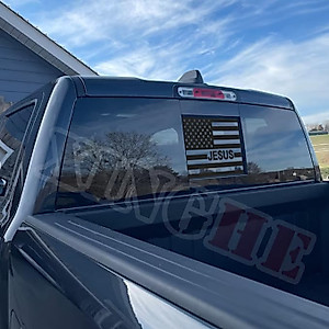 Xinghe for Dodge Ram 2009 to 2024, American Flag Decals Stickers for Truck Back Middle Window, Matte Black USA Flag Decal