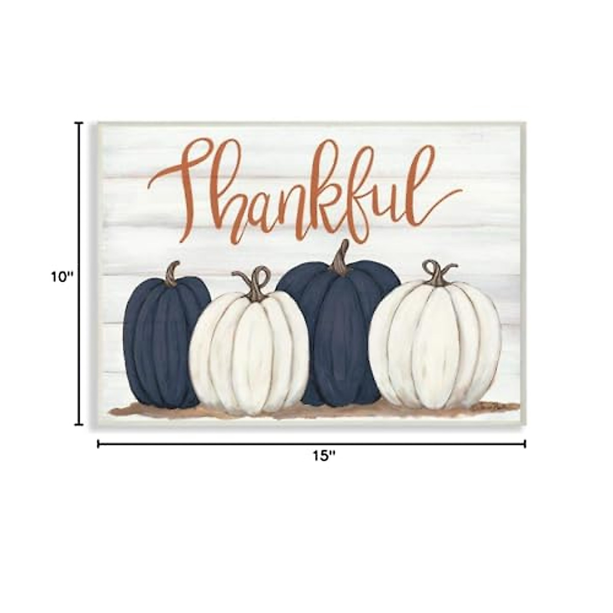 Stupell Industries Autumn Farm Pumpkin Harvest with Thankful Phrase Wall Plaque Art Design by Sarah Baker