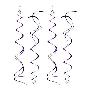 GUZON Pack of 24 Party Swirl Decorations, Purple Foil Ceiling Hanging Swirl Decoration, Whirls Decorations for Birthday,Wedding |,Anniversary, Graduation Party Supplies