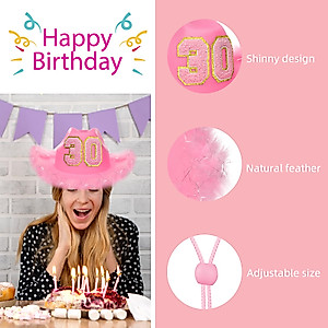 JUSTOTRY 30th Birthday Magenta Cowboy Hat - 30TH Birthday Outfit Gifts for Women Cowgirl Hats with Wide Brime for 30th Birthday Decorations