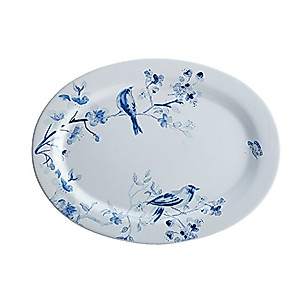 Paula Deen Dinnerware Indigo Blossom Platter, 10" x 14", Print