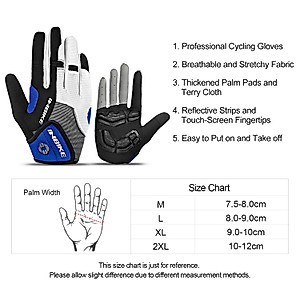 INBIKE 5mm Gel Pad Full Finger Gloves Men for Workout Gym Fitness Outdoor Blue Medium