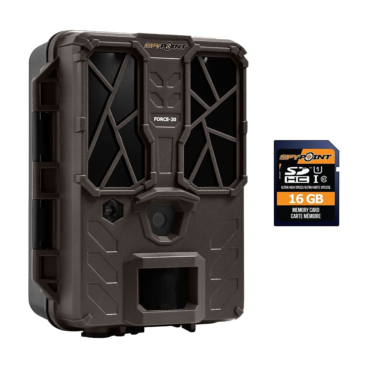 SPYPOINT FORCE-20 Trail Camera 20MP HD Video w/ 48x High Power LEDs & Infrared Boost Tech for GREAT NIGHT IMAGE, 80' Flash Range, Low Glow Backlit Setup LCD Screen