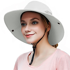 Womens Ponytail Sun Hat Outdoor UV Protection Foldable Floppy Bucket Hats Wide Brim Summer Beach Fishing Cap Pure Beige