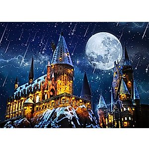 LYCGS 7X5FT Halloween Backdrop Magic Castle School Backdrop Wizard Background Night Moon Backdrop Kids Birthday Party Banner Halloween Photo Backdrop Kids Halloween Photography Backdrop X-87
