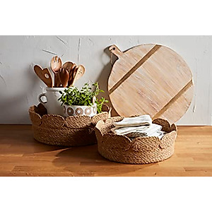 Mud Pie Scalloped Jute Basket Set, Brown