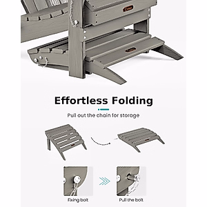 Ciokea Plastic Folding Footstool for Deck Backyard Patio Outdoor Poolside Porch Lawn Indoor, Grey