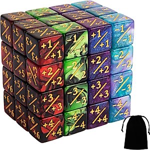 48 PCS Magic The Gathering MTG Counter Dice Marble Bulk Life Counters Tokens Dice Compatible with Magic Card Game Accessories CCG Creature Stats, 4 Colors