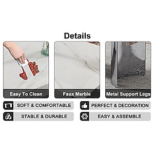 Pvillez 63" Dining Table, Imitation Marble Dining Table Set for 6 8, Modern Kitchen Table and Chairs for 4 6, Dinner Table with Craft Glass Desktop Steel Legs (Table1+6pcs Black Chair)