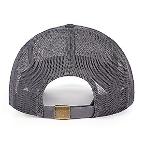 Zylioo Men's Full Mesh Baseball Cap Hat,Quick Dry Outdoor Summer Cap, Adjustable Buckle Cooler Dad Hats Grey