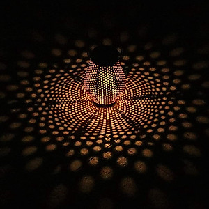 YQLEPIN Outdoor Solar Landscape Lighting Made of Metal - Waterproof Hanging Vintage Rustic Lantern(Red and Blue)