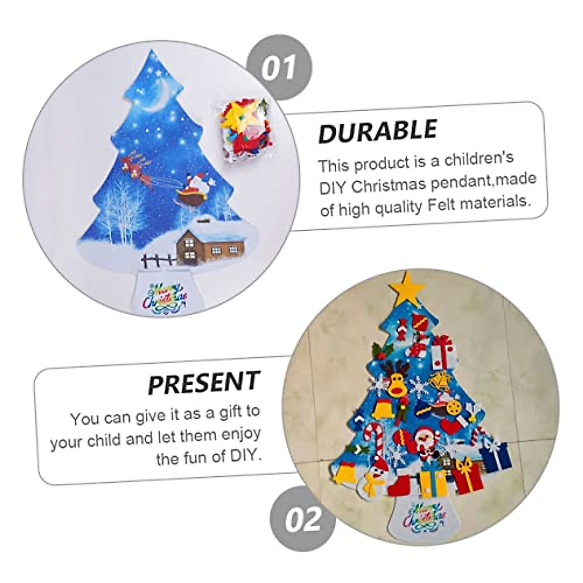 SAFIGLE 1 Set DIY Christmas Tree Artificial Christmas Tree Hand Decor DIY Crafts Christmas Felt Sticker New Year Felt Game Wall Xmas Tree Ornament Children DIY Felt Xmas Tree Felt Crafts