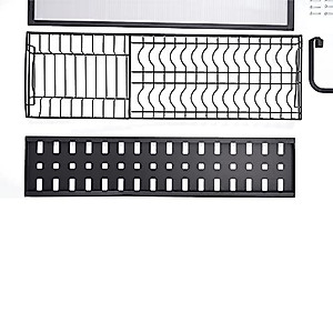 LOYALHEARTDY Over Sink Dish Drying Rack with Cover, 2 Tier Large Storage Kitchen Sink Organize Stand Shelf Space Saver Metal Dish Drying Rack for Kitchen Counter, 33.5"