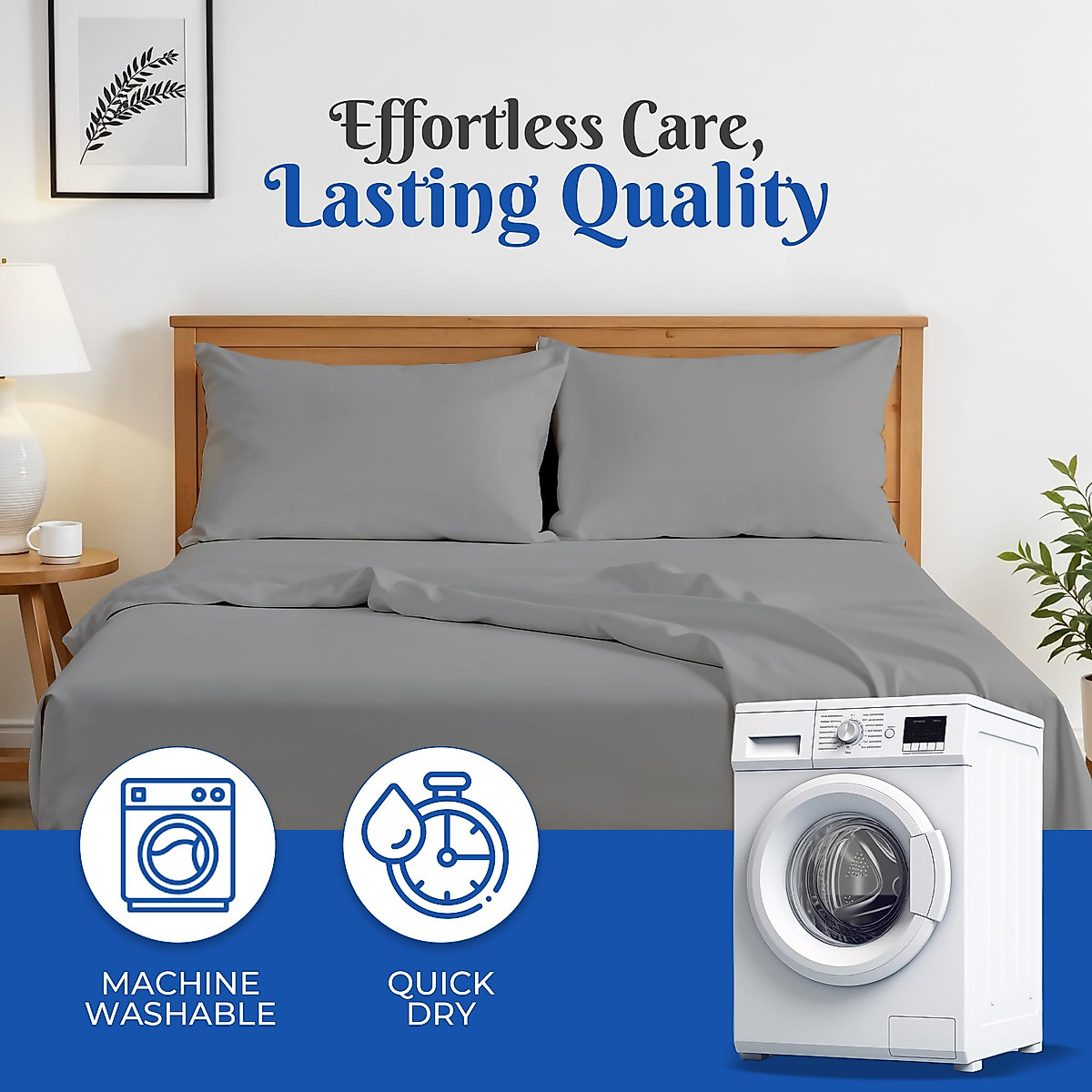 Infinitee Xclusives Premium Grey Queen Sheets Set - 4 Piece Bed Sheets - Soft Brushed Microfiber Fabric - 16 Inches Deep Pockets Sheets Wrinkle Free & Fade Resistant