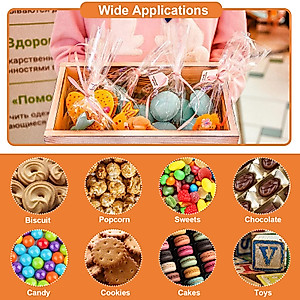 Cellophane Bags, 5 x 9 Inch Clear Treat Gift Bags 100 Pcs with Ties and Bows, Party Favor Candy Bags for Bakery, Popcorn, Cookies, Candies, Dessert