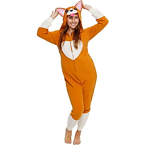 Funziez! Slim Fit Adult Onesie - Animal Halloween Costume - Plush Fruit One Piece Cosplay Suit for Women and Men