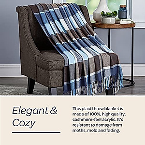 Lavish Home Allure Plaid Soft Blanket-Oversized, Luxuriously Fluffy, Vintage-Look and Cashmere-Like Woven Acrylic-Breathable and Stylish Throws