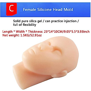 Practice Training Head Injection Model, Training Silicone Human Face Wearable Simulated Human Skin Training Pad for Micro-Plastic Teaching, Practice Training to Medical Student, Doctor, Esthetician