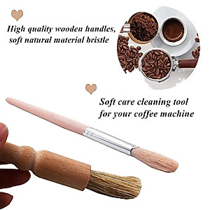 Espresso Brush Set 4 Pieces Professional Espresso Machine Cleaning Brush Wood Handle Natural Bristles Brush for Coffee Grinders Cleaning