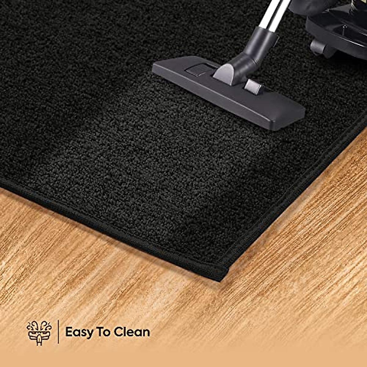 Furnish my Place Modern Indoor/Outdoor Commercial Solid Color Rug - Black, 2' Round, Pet and Kids Friendly Rug. Made in USA, Area Rugs Great for Kids, Pets, Event, Wedding
