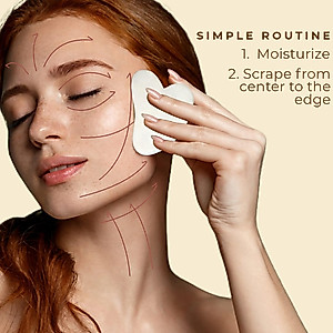 Gua Sha Facial Tools & Jade Roller for Face, Eye & Neck Skin Care, 100% Natural Jade Stone Face Roller Gua Sha Massage Tool, Eye Roller for Puffy Eyes, Facial Self Care Kit for Women (White)