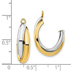 14K Two Tone Gold Double J Hoop Earring Jackets for Studs