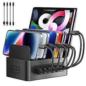 100W USB C Charging Station for Multiple Devices, Nexwell 7-Ports Smart USB Charging Docking Organizer Compatible with MacBook Air, iPhone, iPads, Samsung, Android Phone and Tablets (Cables Included)