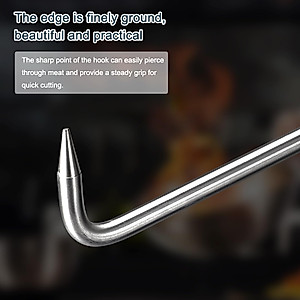 uxcell 15inch T-Handle Meat Boning Hook with Wide Handle, Stainless Steel T Hooks for Kitchen, Butcher Shop, Restaurant, BBQ Tool, Silver