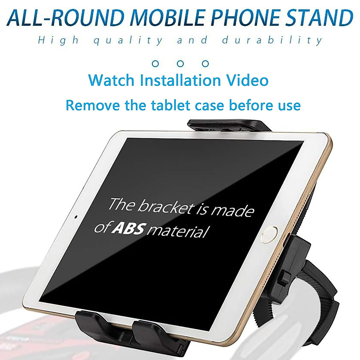 TEKCAM Bike Tablet Holder Handlebar Mount Compatible with iPad iPhone Kindle 360°, 3.5'' to 12'' Cradle Tablet Stand for Gym Exercise Tread Mill Spin Bike Elliptical MTB Motorcycle,(Need Install)