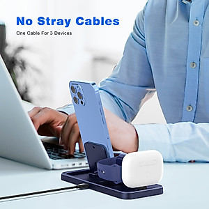 GLANA Portable 3 in 1 Charging Station Compatible with Apple Multiple Devices, Foldable Charger Stand for iWatch Series 8/Ultra/7/6/SE/5/4/3/2/1 Charging Dock Station for iPhone AirPods Pro 3/2/1